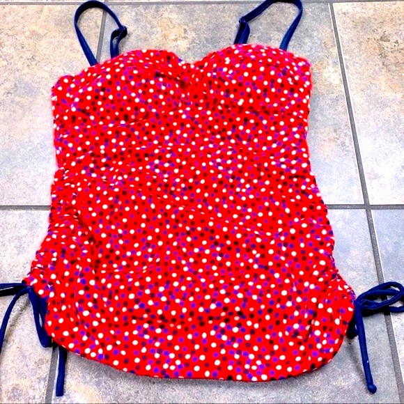 Boden | Swim | Boden Red Tankini Top With Bluewhite Polka Dots Size 6 ...